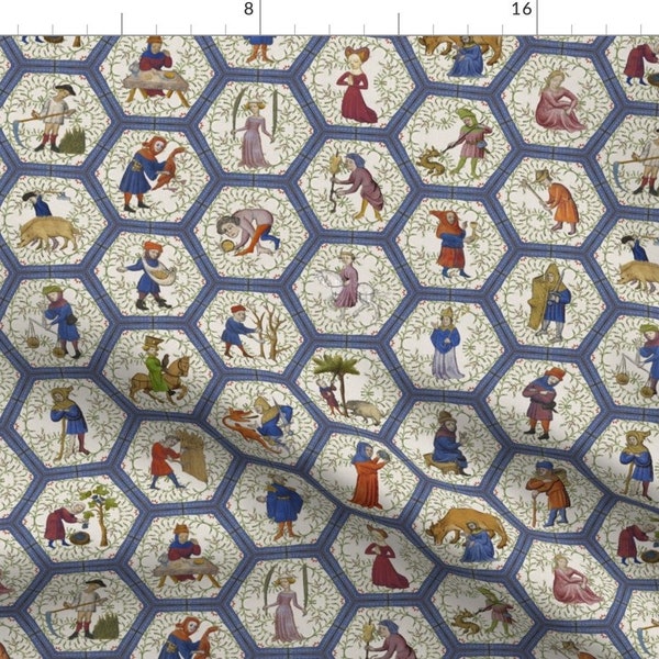 Blue Medieval Fabric - Etsy