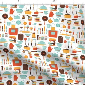 Kitchen Fabric - Chef's Delight by Sandityche- Mixer Glasses Pots Pans ...