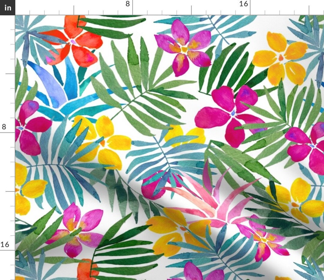 Vibrant Colors Fabric Watercolor Tropical Vibes by Designbypetri ...
