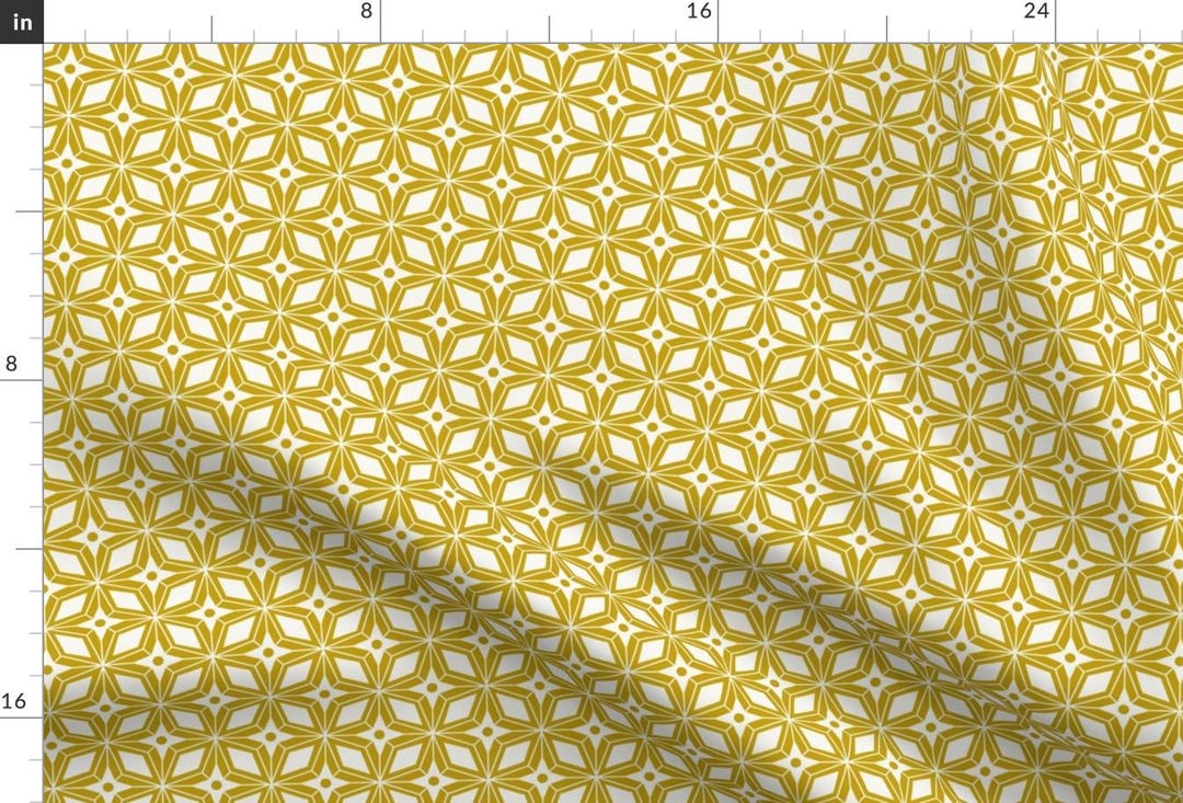 Geometric Fabric - Starburst - Midcentury Modern Geometric Gold by ...