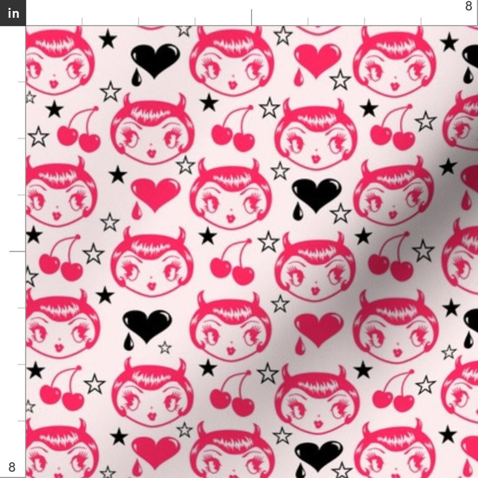 Devil Girl Fabric Devil Girl by Miss Fluff Retro Hipster - Etsy