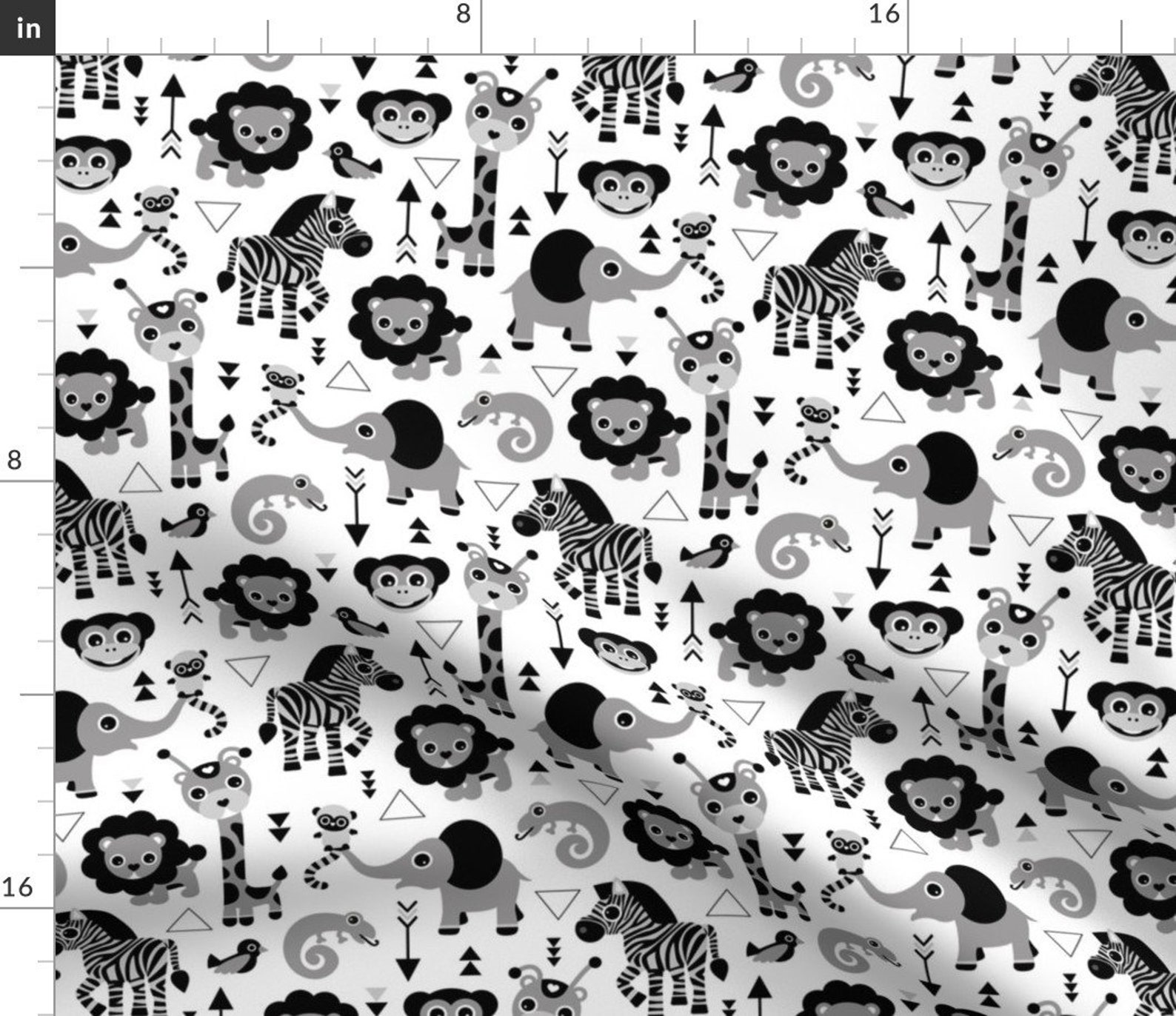 Zoo Fabric Geometric Jungle Zoo Safari Animals Adorable - Etsy