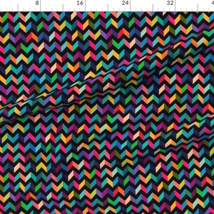Rainbow Chevron Fabric Chevron Mulit Color on Black by Khaus - Etsy