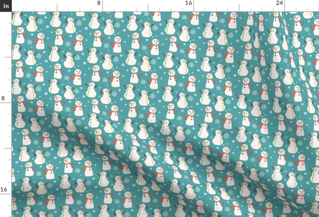 Holiday Fabric - Cute Winter Holiday Snowmen by Khaus - Holiday Snow ...