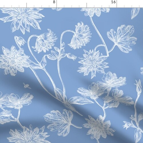 Blue and White Fabric Jacomina Toile Blueberry 2 by Lilyoake - Etsy
