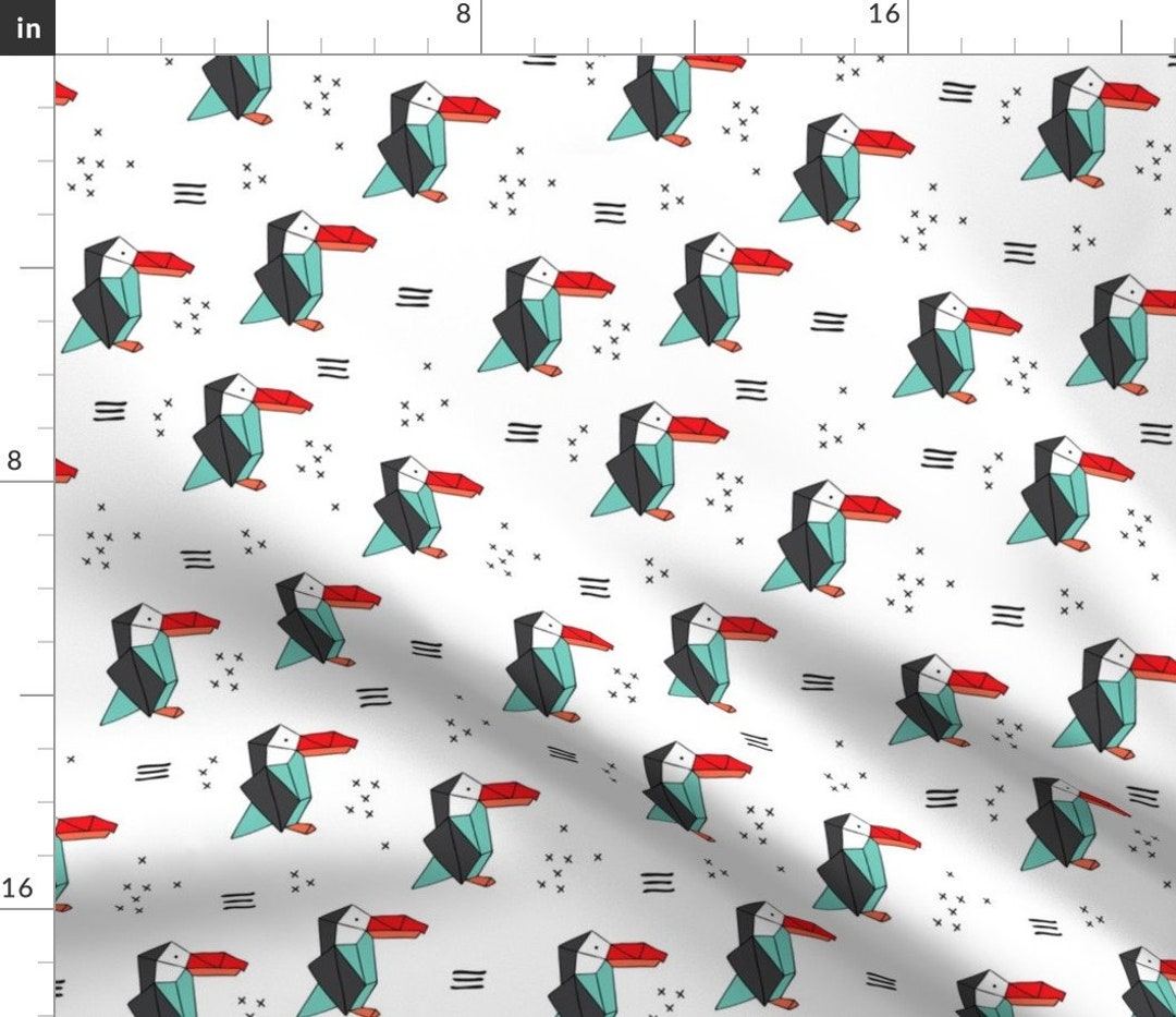 Geometric Toucans Fabric Origami Puffin Toucan Penguin Birds Geometric ...