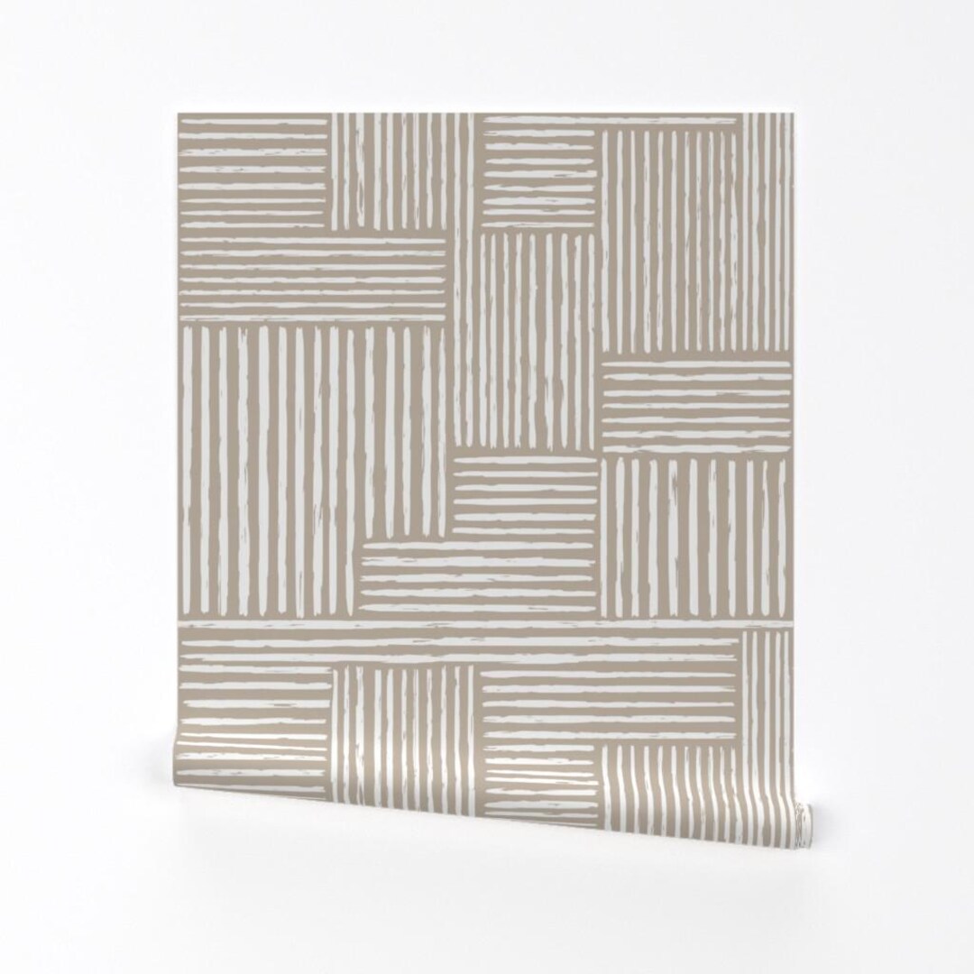 Tan Brushstroke Removable Peel and Stick Wallpaper - Rustic Modern ...