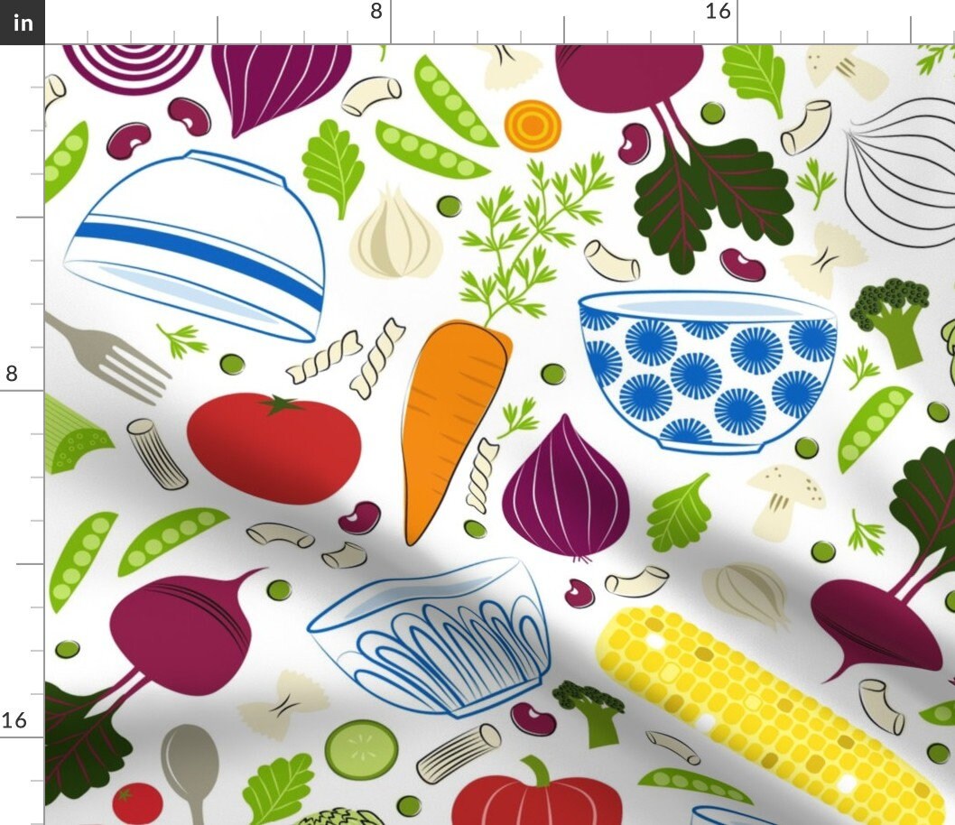 Food Fabric Stone Soup Food Bank Fabric by Lellobird - Etsy