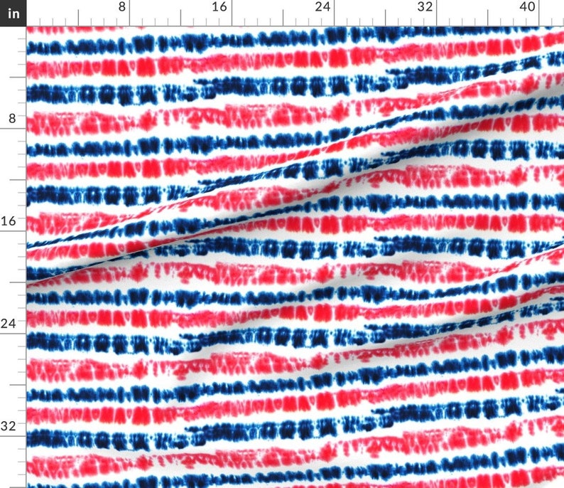 Mottled Stripes Fabric Red and Dark Blue Tie Dyed Stripes by - Etsy