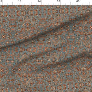 Persian Fabric - Heriz Fans Blue by Amyvail - Persian Geometric Blue ...