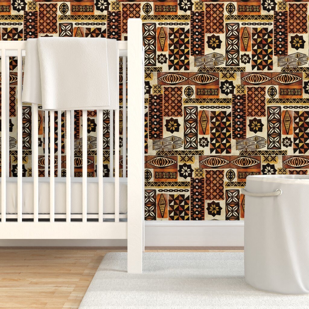 Hawaiian Tapa Wallpaper Mixed Tapa by Woodyworld Hawaiian | Etsy