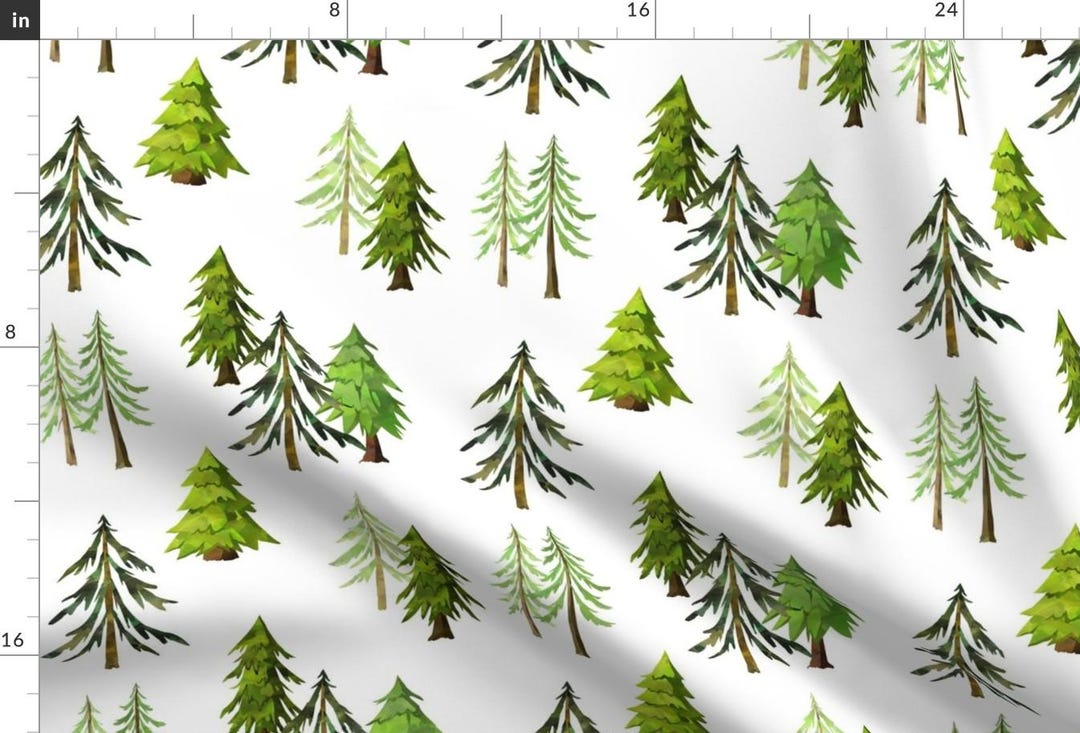 Forest Fabric - Pine Tree Forest Woodland Trees Large Scale A by ...