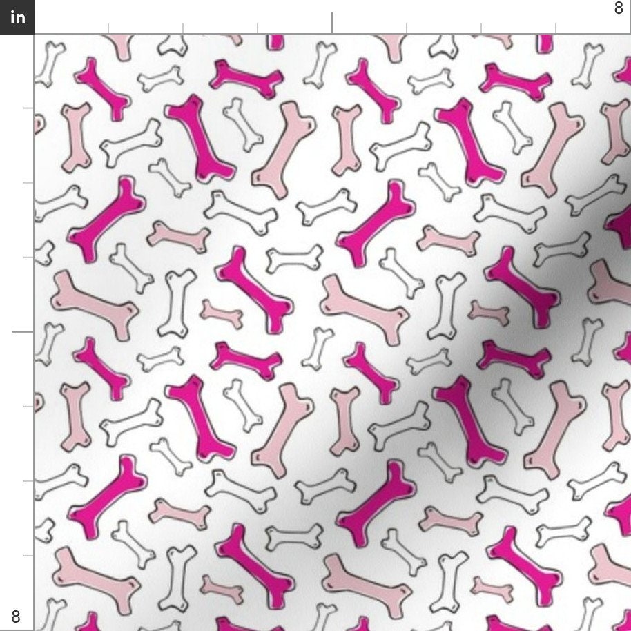 Dog Bone Fabric Bone Yard Pets Dog Bones White Pink By | Etsy