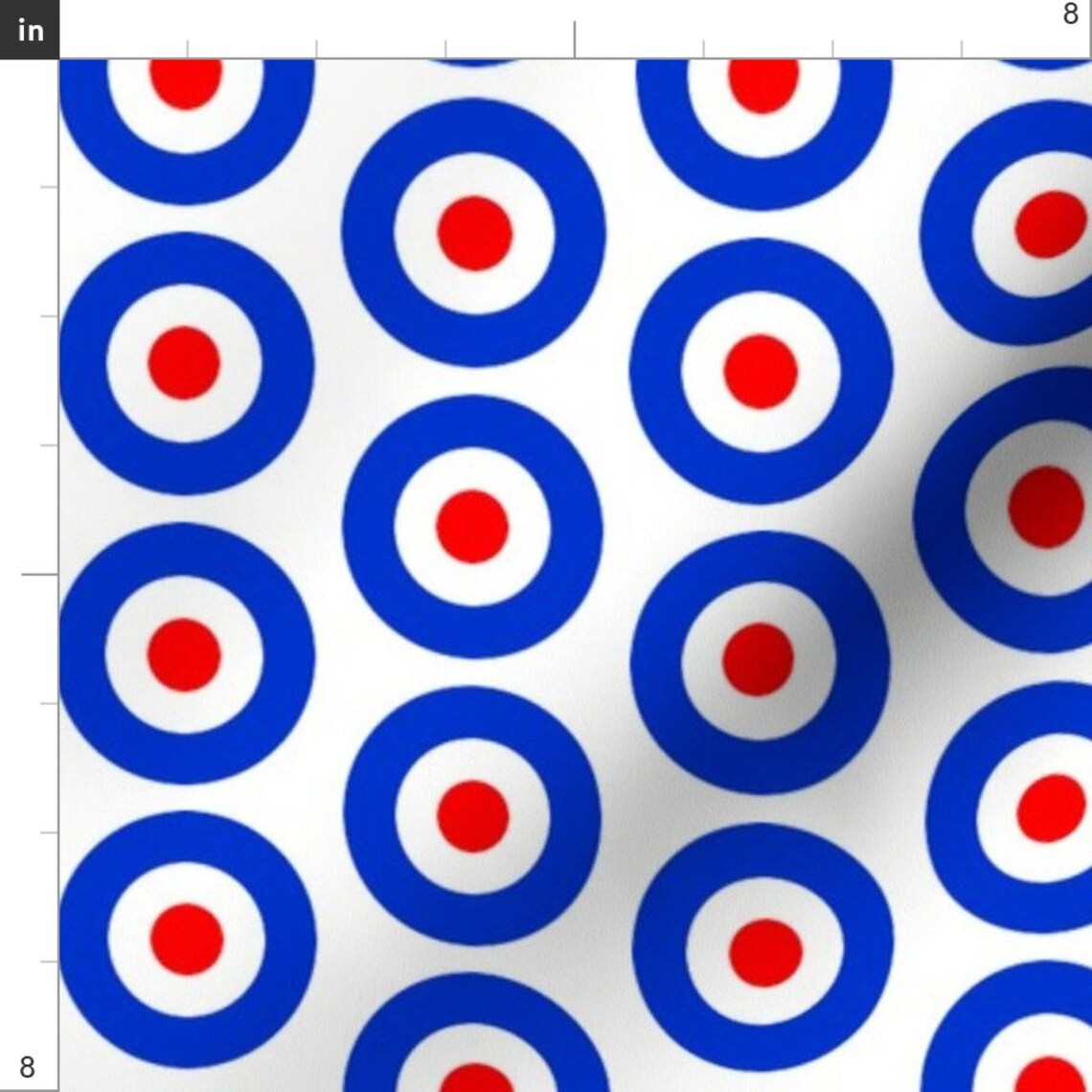 Red White and Blue Mod Fabric Mod Targets Medium by | Etsy