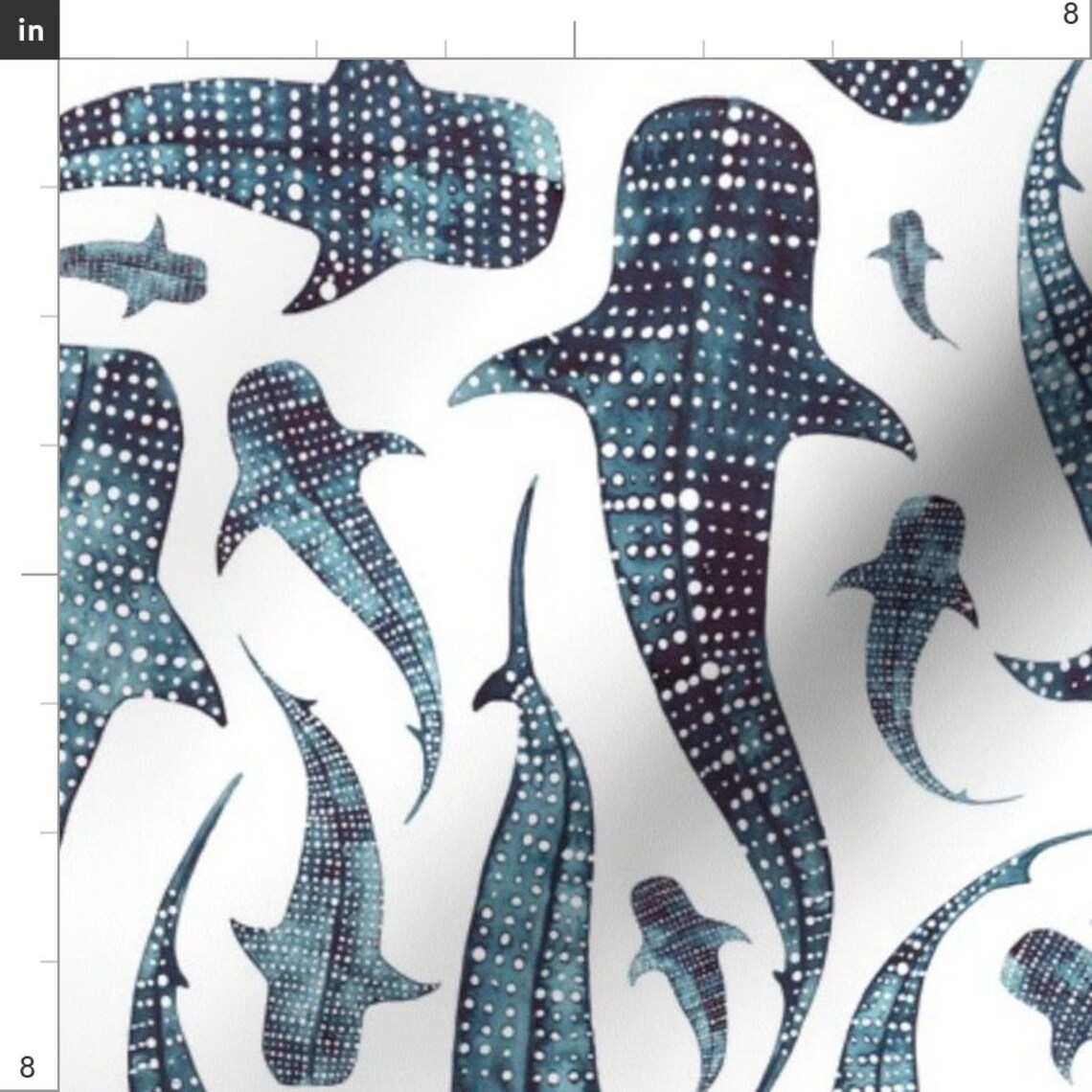 Nautical Whale Shark Fabric Whale Shark by Elena O'neill - Etsy