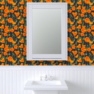 Orange Poppies Removable Peel and Stick Wallpaper - California Poppy ...