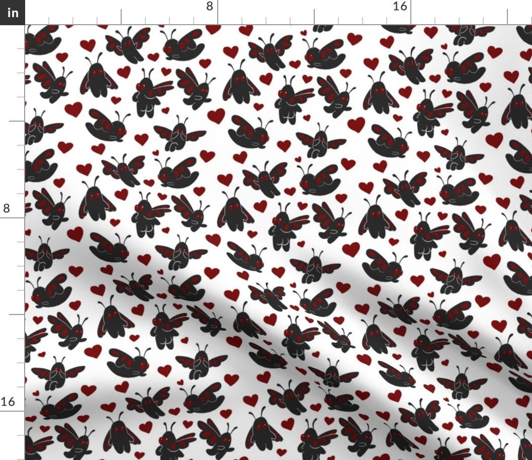 Black and White Fabric Mothman Love by Recently_deceased_art Cute Red ...