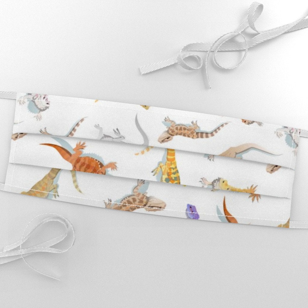 Reptile Fabric Bearded Dragon Scatter on White by - Etsy