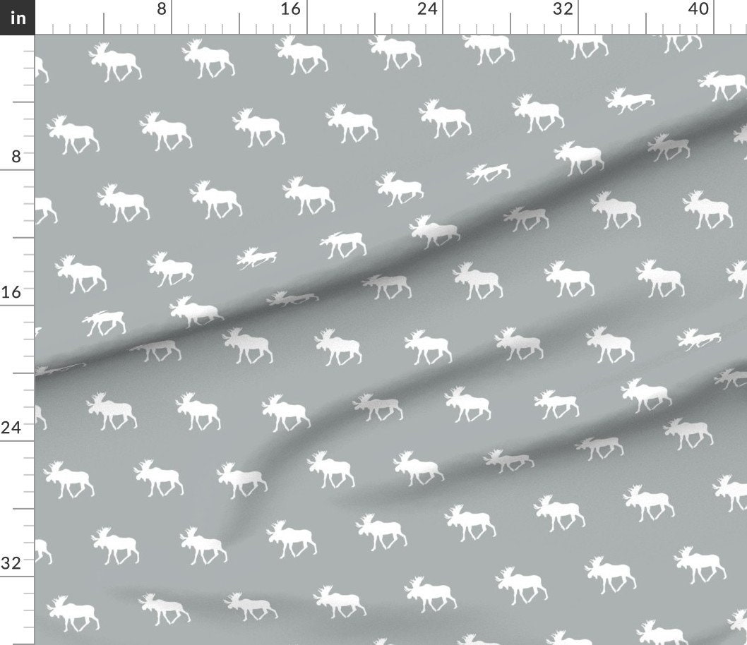 Moose Fabric Moose / Grey Custom Fabric by Little Arrow - Etsy