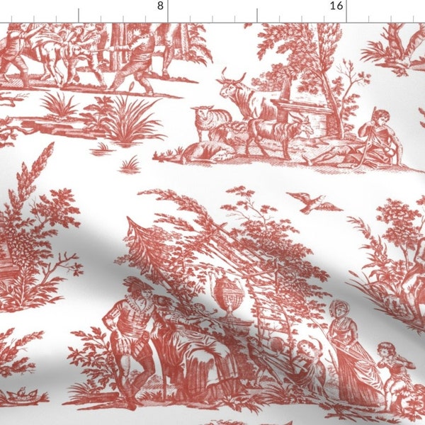 Red Toile Fabric - Etsy