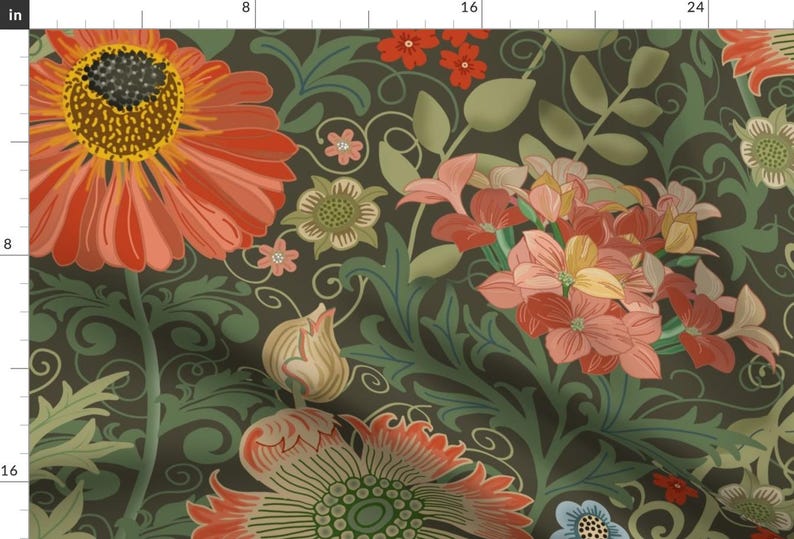 Art Nouveau Fabric - Le Jardin by Hnldesigns - Antique Floral William ...