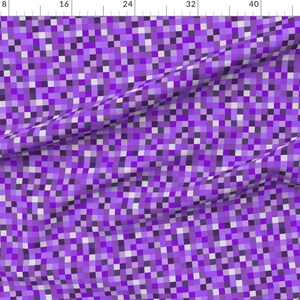 Purple Pixelated Geometric Fabric - 8-bit Pixel Blocks - Purple by ...