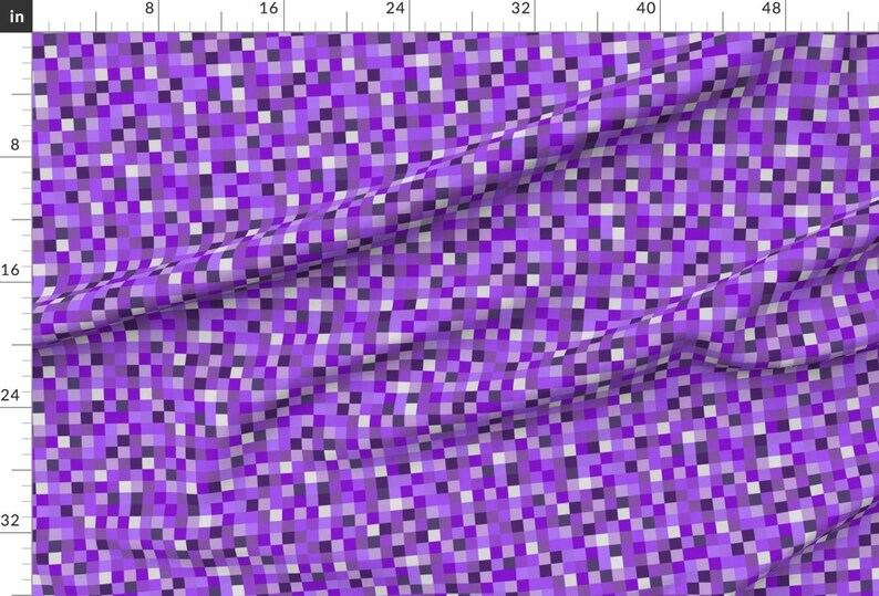 Purple Pixelated Geometric Fabric - 8-bit Pixel Blocks - Purple by ...