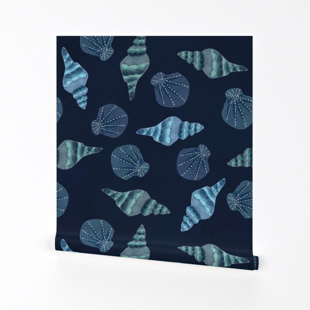 Blue Shells Wallpaper Sound of Waves by Achiachodesign Coastal ...