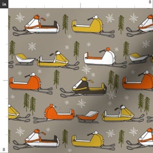 Snowmobiles Fabric Vintage Snowmobile Illustration Winter Outdoors ...