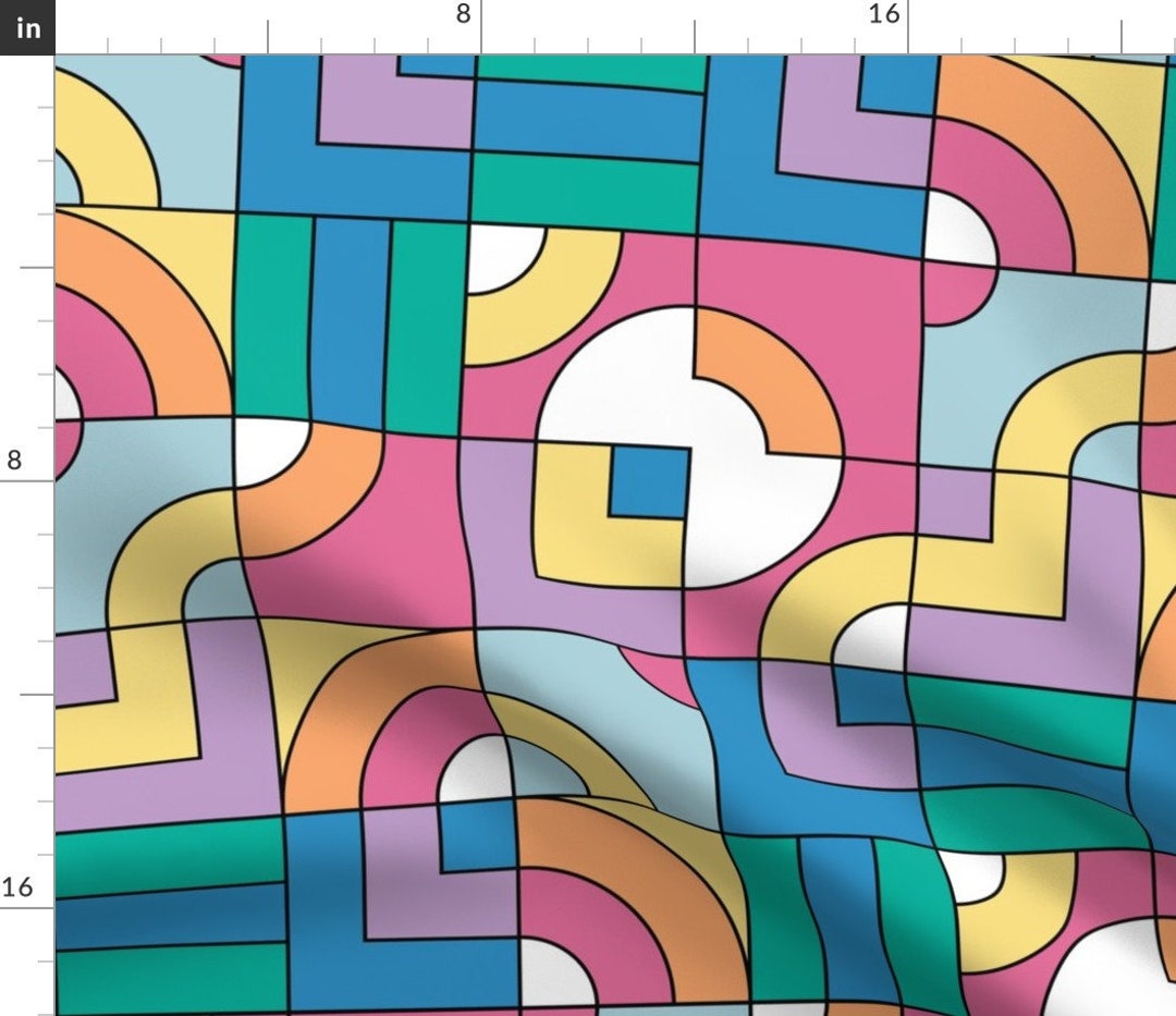 Retro Fabric 80s Geo Tile by Deborahrichmond Geometric - Etsy