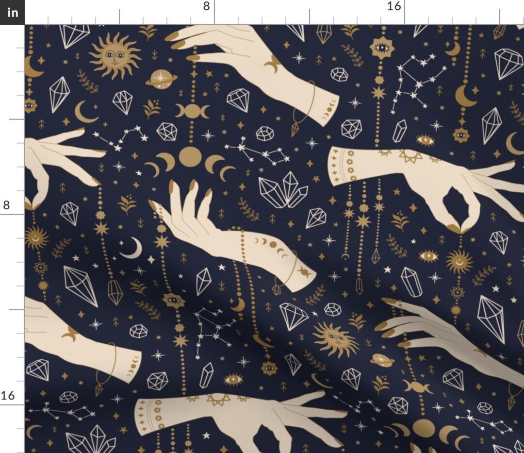 Talismans Fabric Magical Talismans by Bamokreativ Black - Etsy