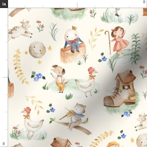 Mother Goose Fabric - Nursery Rhymes by Floraandbear - Animals Baby ...