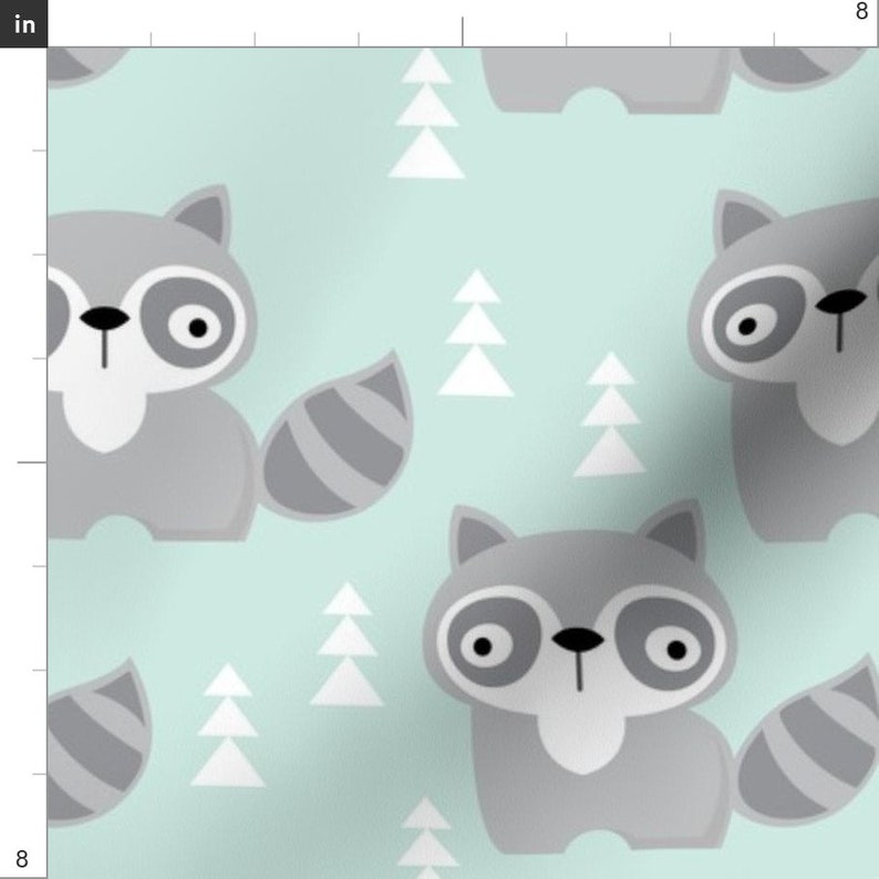 Baby Raccoons Fabric Raccoons Blue by Lilcubby Baby | Etsy