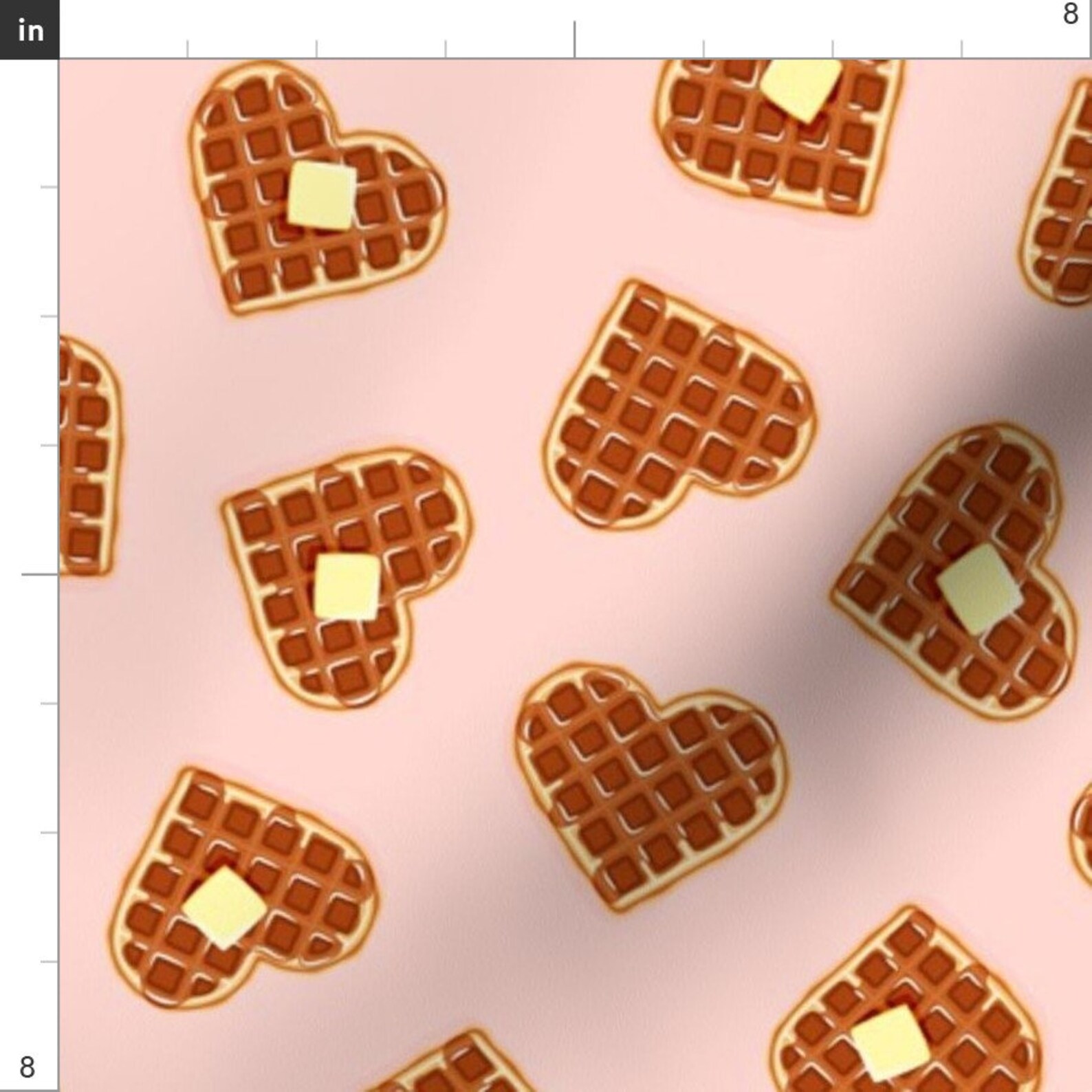 Heart Shaped Waffles Fabric Heart Waffle Pink Lad19 By | Etsy