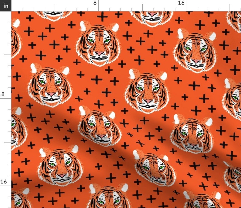 Orange Tiger Fabric Tigers Tigers Tigers by Vo Aka - Etsy