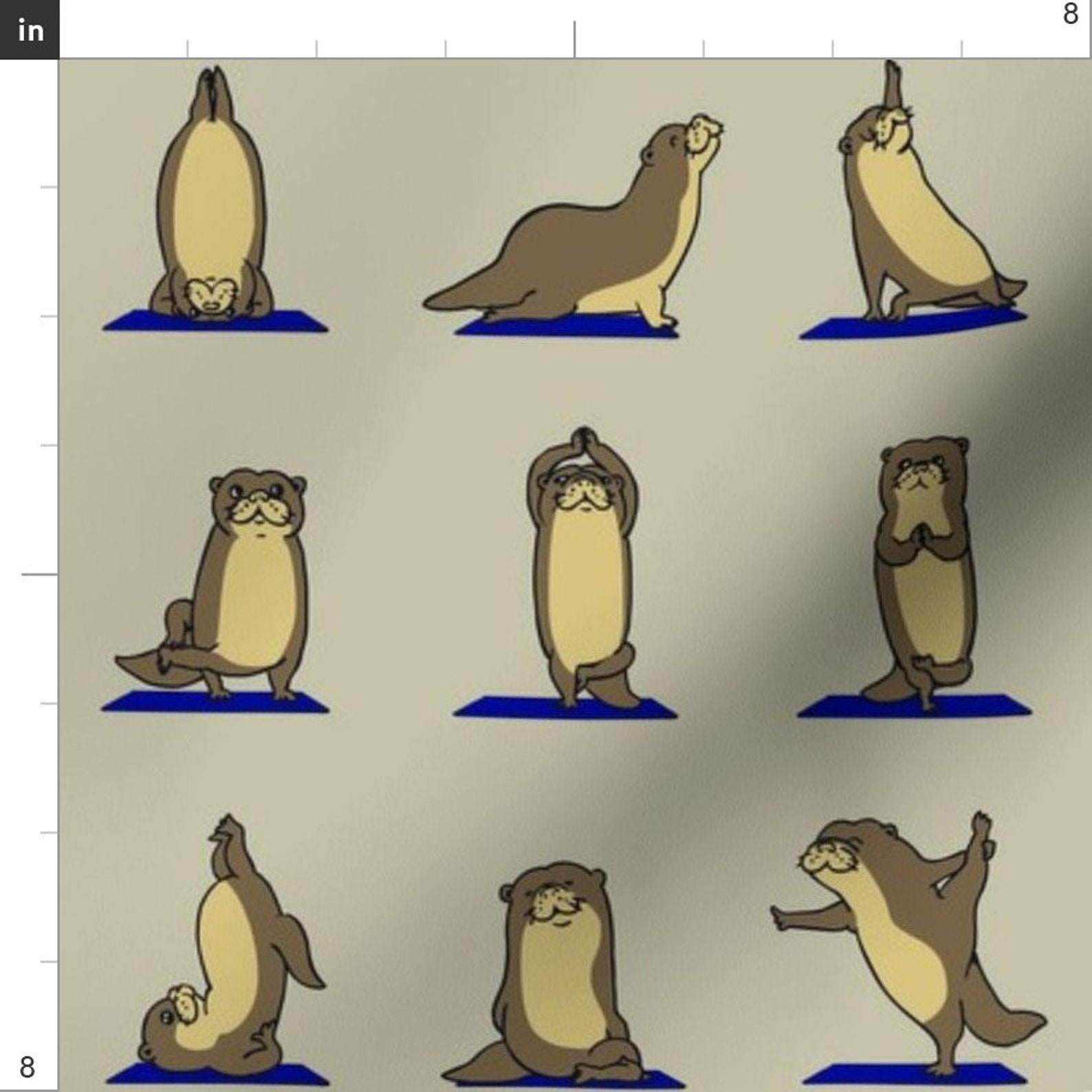 Otter Yoga Animal Pattern Fabric Otter Yoga by Huebucket - Etsy