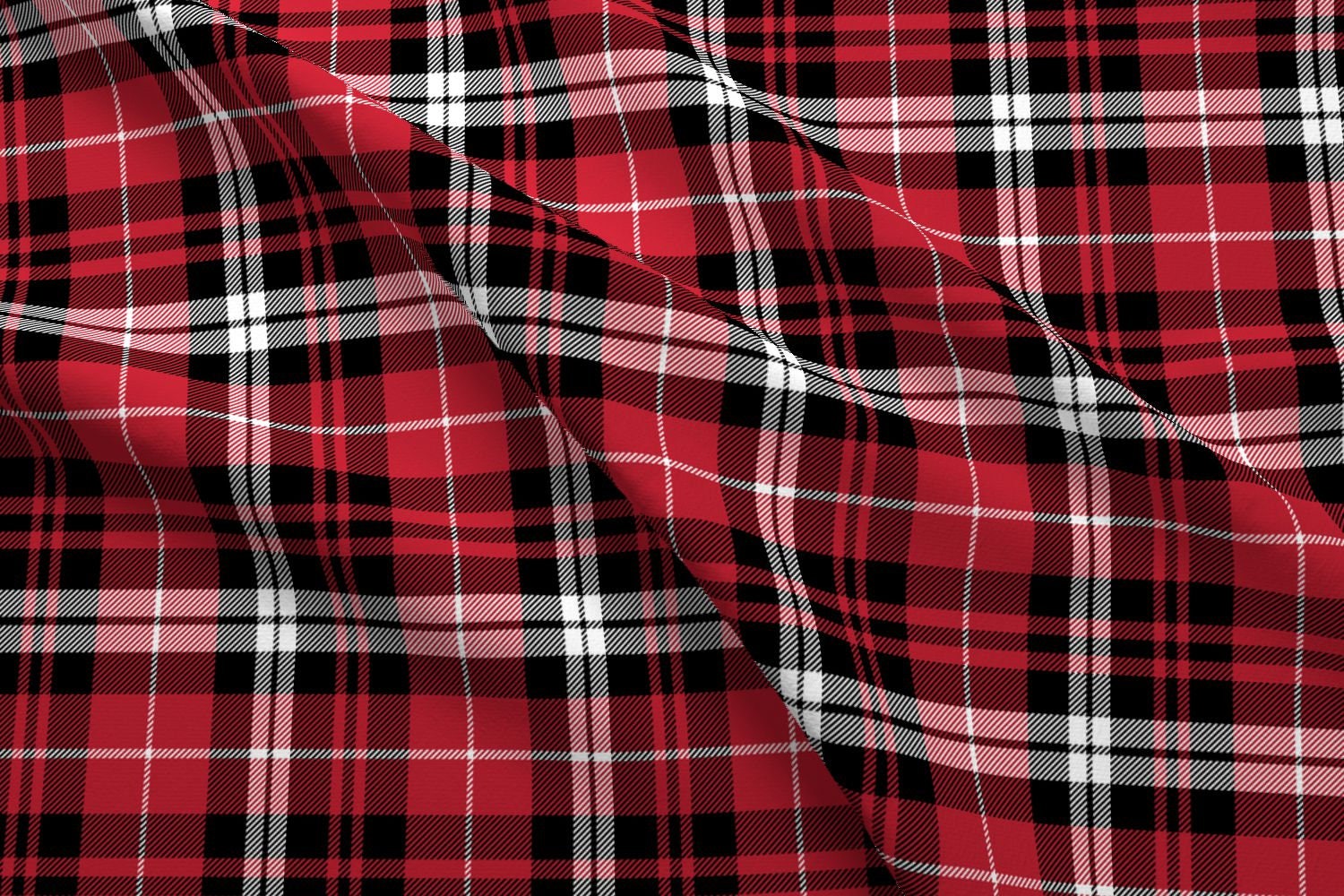Plaid Fabric Fall Plaid Black Red And White By | Etsy
