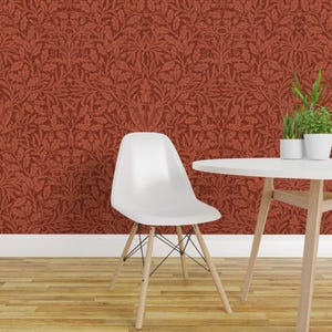Vintage Damask Wallpaper Acorn Persimmon by Salvagescapes Rust Art ...