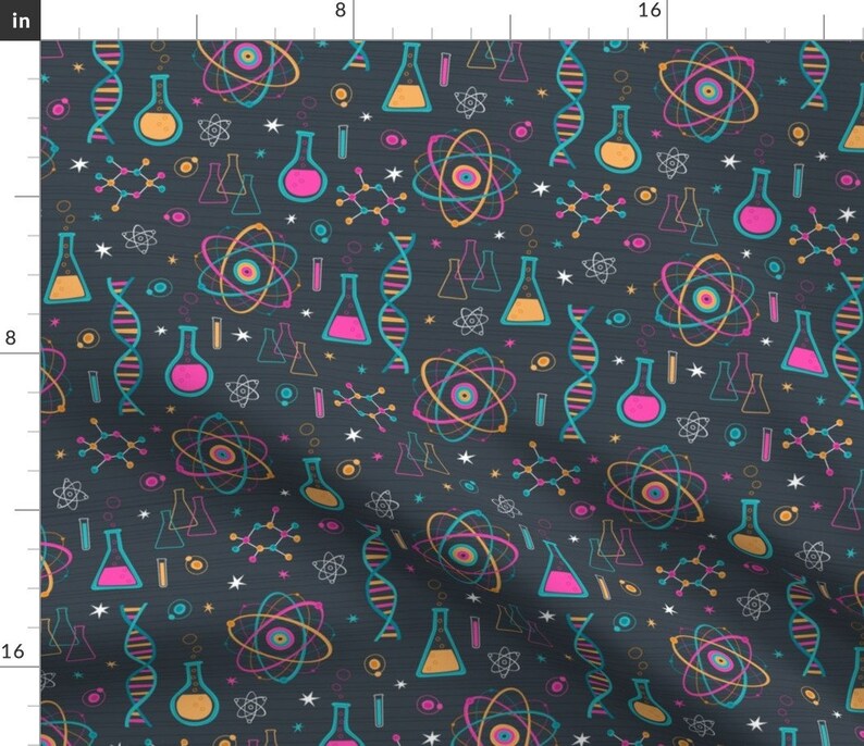 Science Fabric Midcentury Modern Science by Robyriker | Etsy