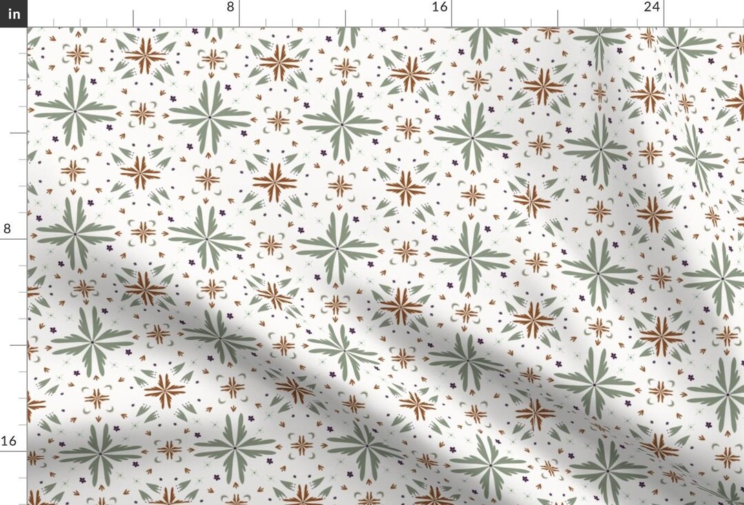 Sage Green Fabric Boho Burst by Charleigh_dot_designs Minimal Floral ...