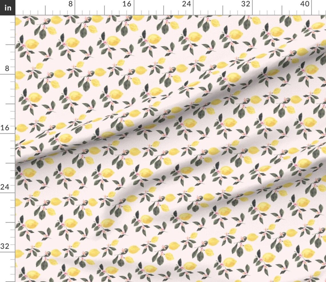 Lemons Fabric Pink Lemonade 2 by Mintpeony Lemons Floral | Etsy