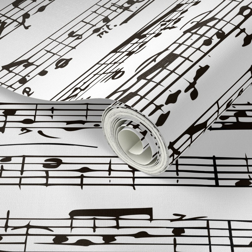 Music Notes Wallpaper Black and White Music Notes by - Etsy