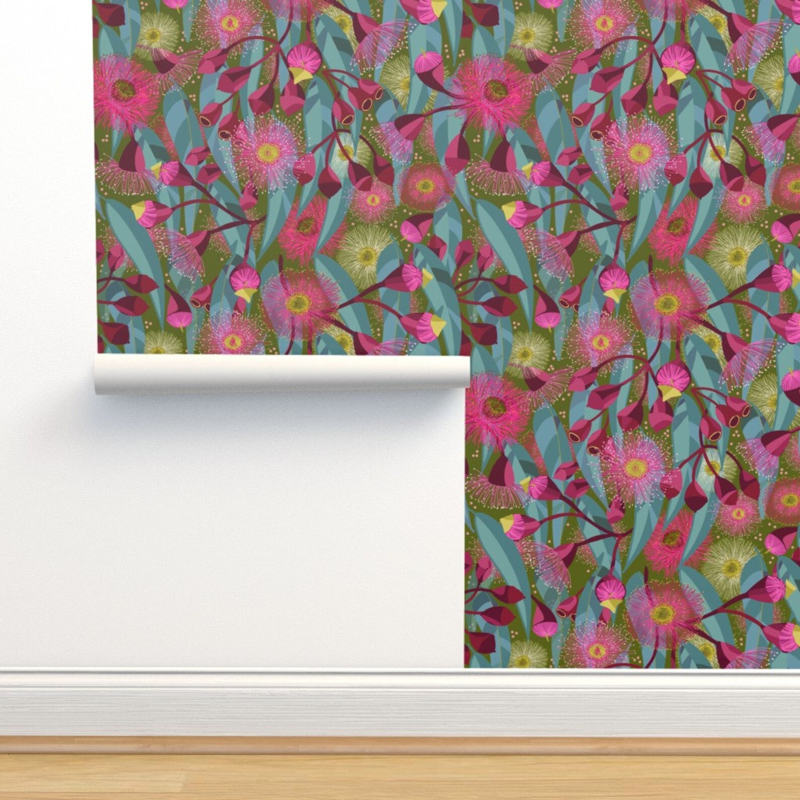 Australian Floral Wallpaper Eucalyptus Bloom by Hnldesigns - Etsy