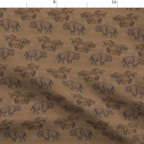 Buffalo Fabric Bison Buffalo Herd by Eclectic House - Etsy