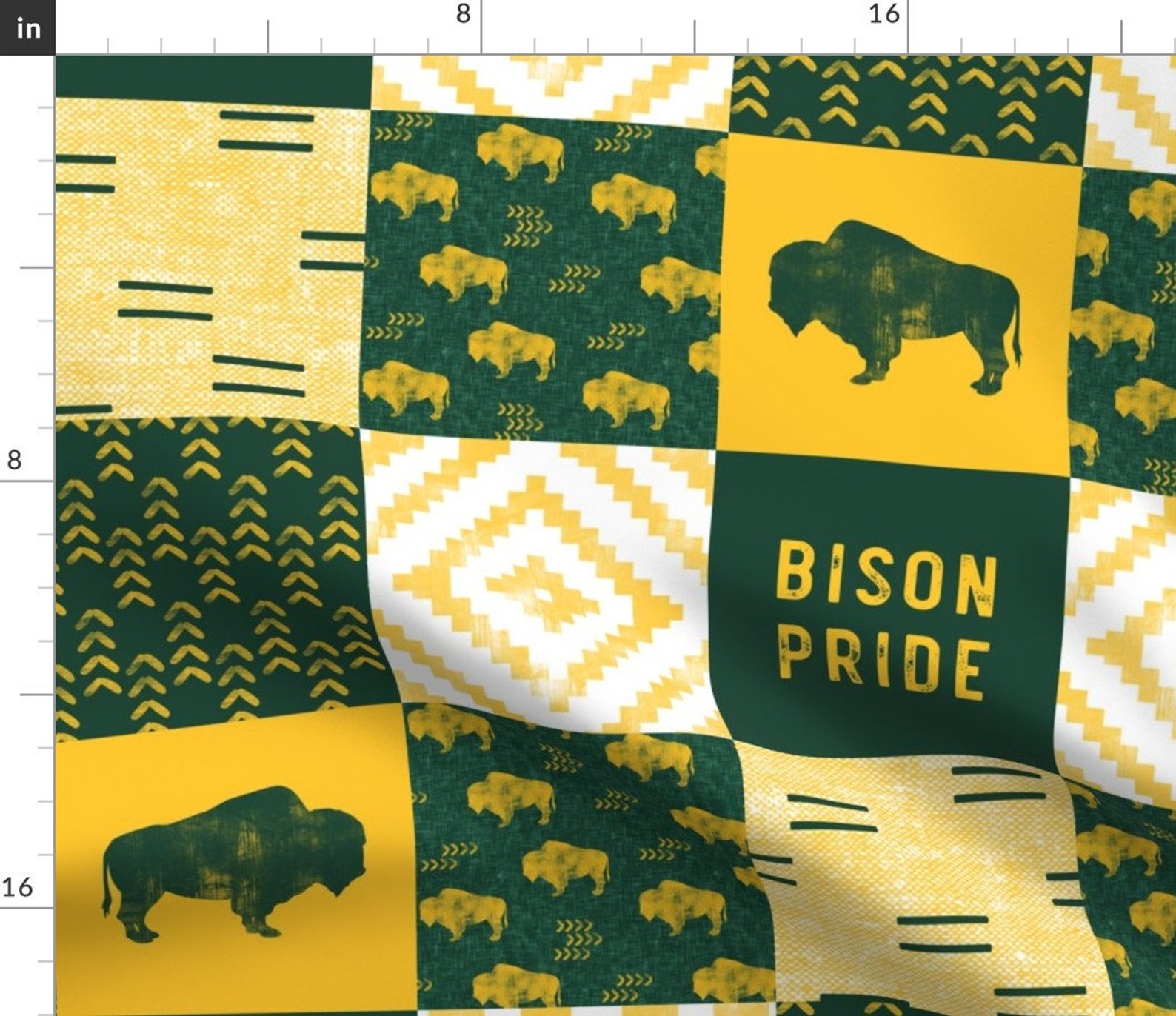 Bison Cheater Quilt Fabric Bison Pride Patchwork Buffalo | Etsy