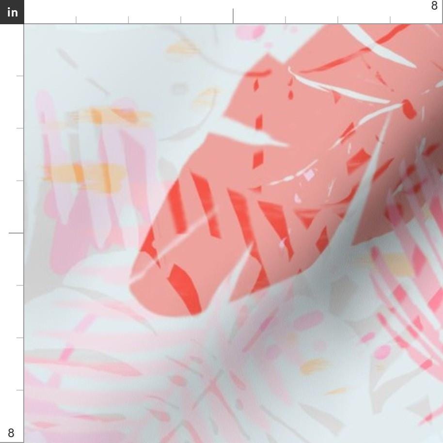 Pink Summer Palms Fabric - Tropical Palms by Fable Design - Pink Leaves ...