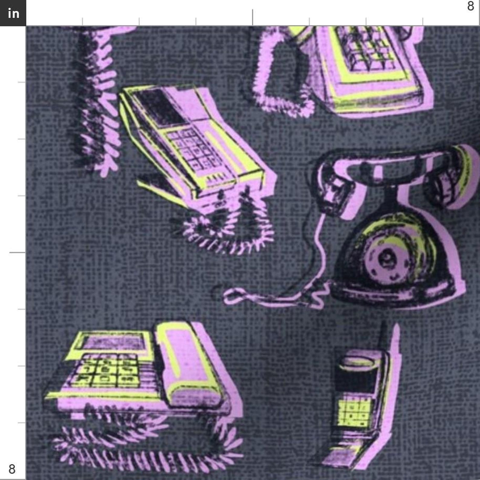 Phone Fabric - Phones Phones Phones Pinks by Abbieuproot - Telephones ...
