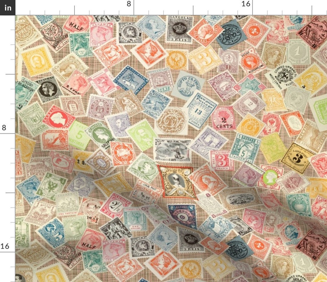 Stamps Fabric Late 19th Century Stamps by Peacoquettedesigns Stamp ...