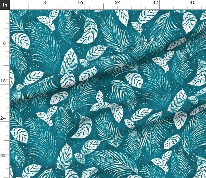 Tropical Batik Leaves Fabric Windward Batik Teal 150 by - Etsy UK
