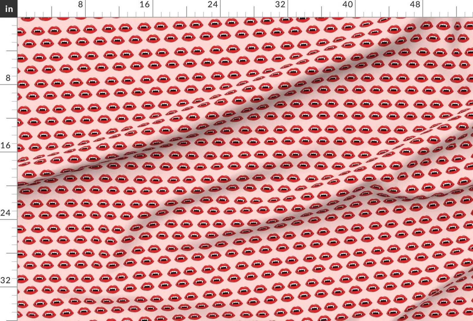 Halloween Fabric - Vampire Lips - Teeth, Lip, Lips, Halloween ...